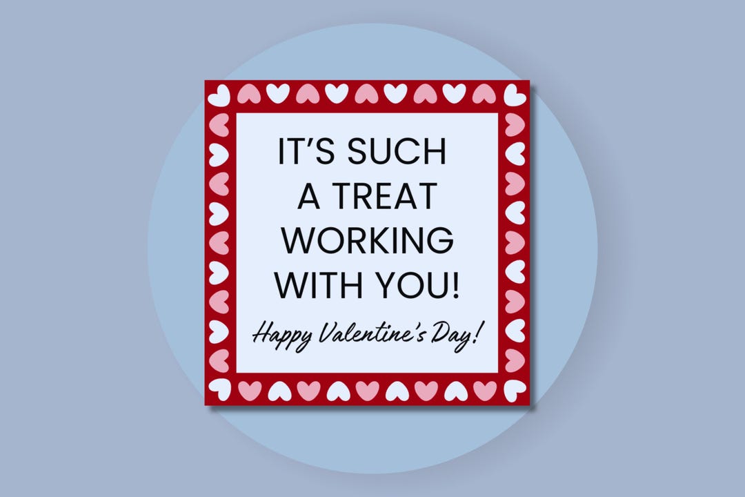 Printable Valentine Cards | "it's Such a Treat Working With You ...