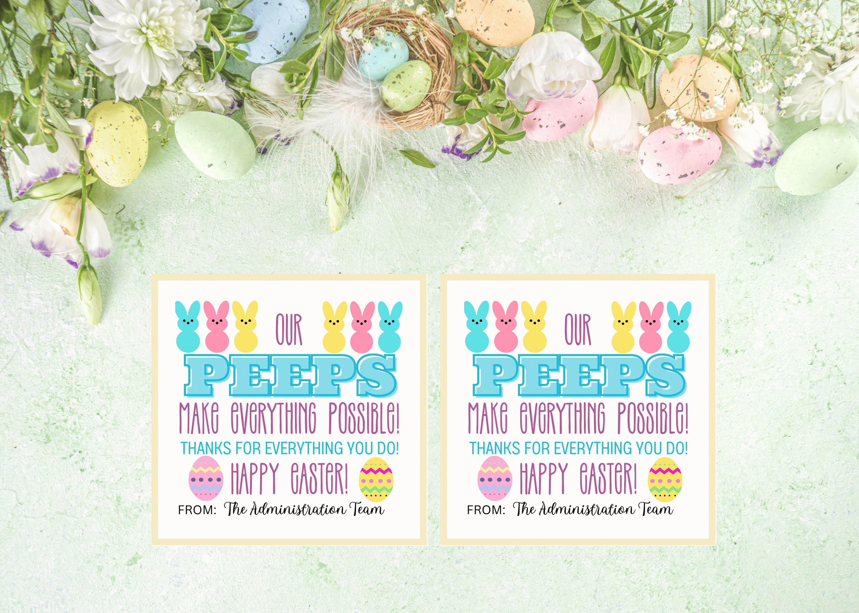 Editable Easter Peeps Gift Tags, Employee Appreciation Gift Tags ...