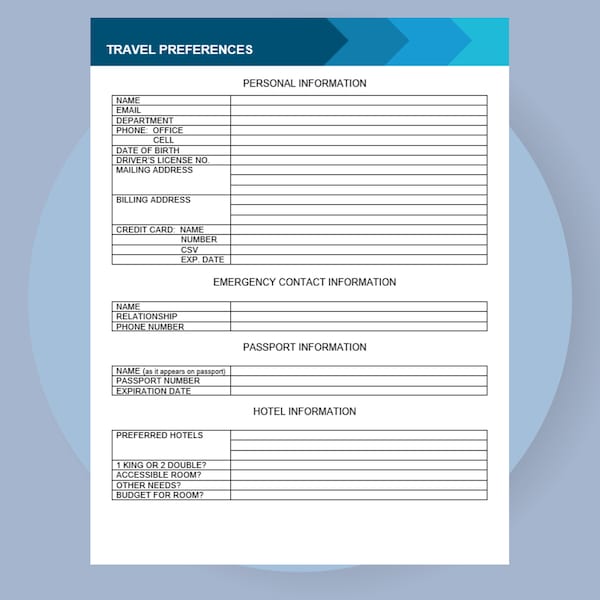Client Profile Preferences Template - Etsy