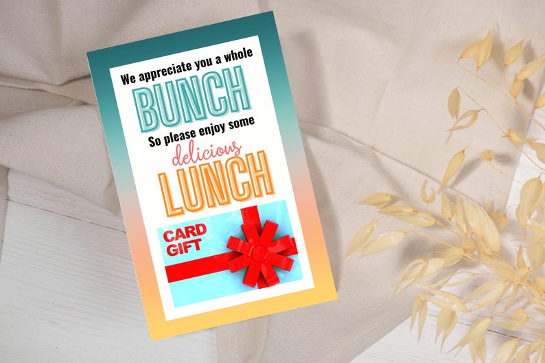 Printable Gift Card Holder for Employees Restaurant Gift Card Employee ...