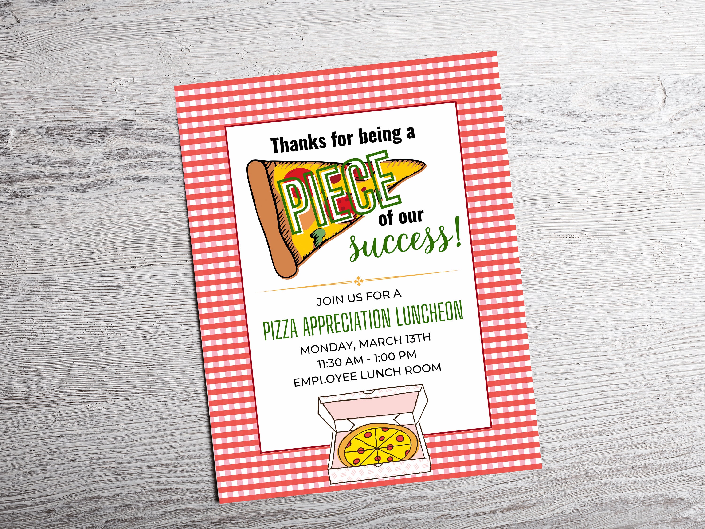 Editable Pizza Luncheon for Employees | Pizza Appreciation Party Flyer ...