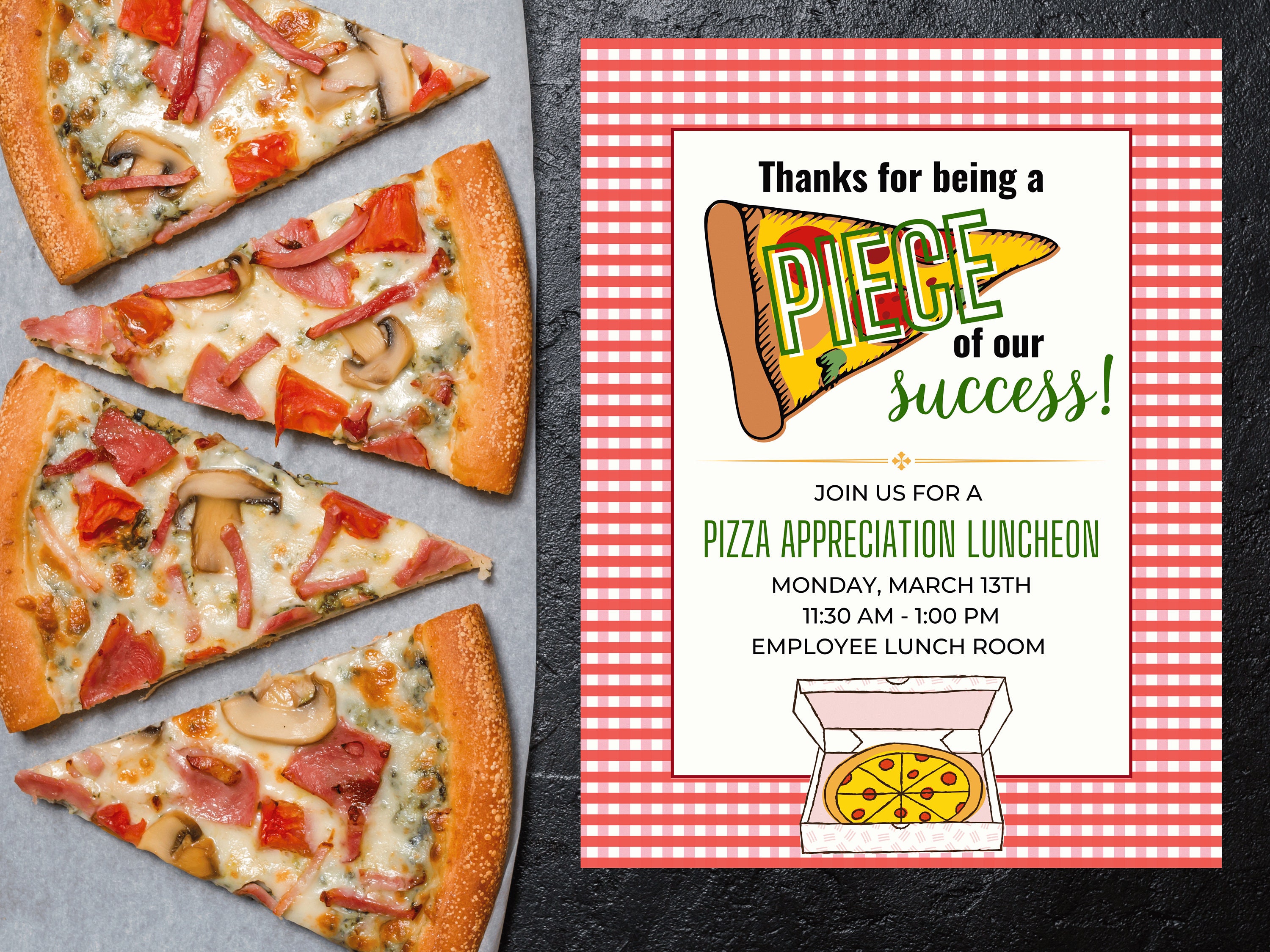 Editable Pizza Luncheon for Employees | Pizza Appreciation Party Flyer ...