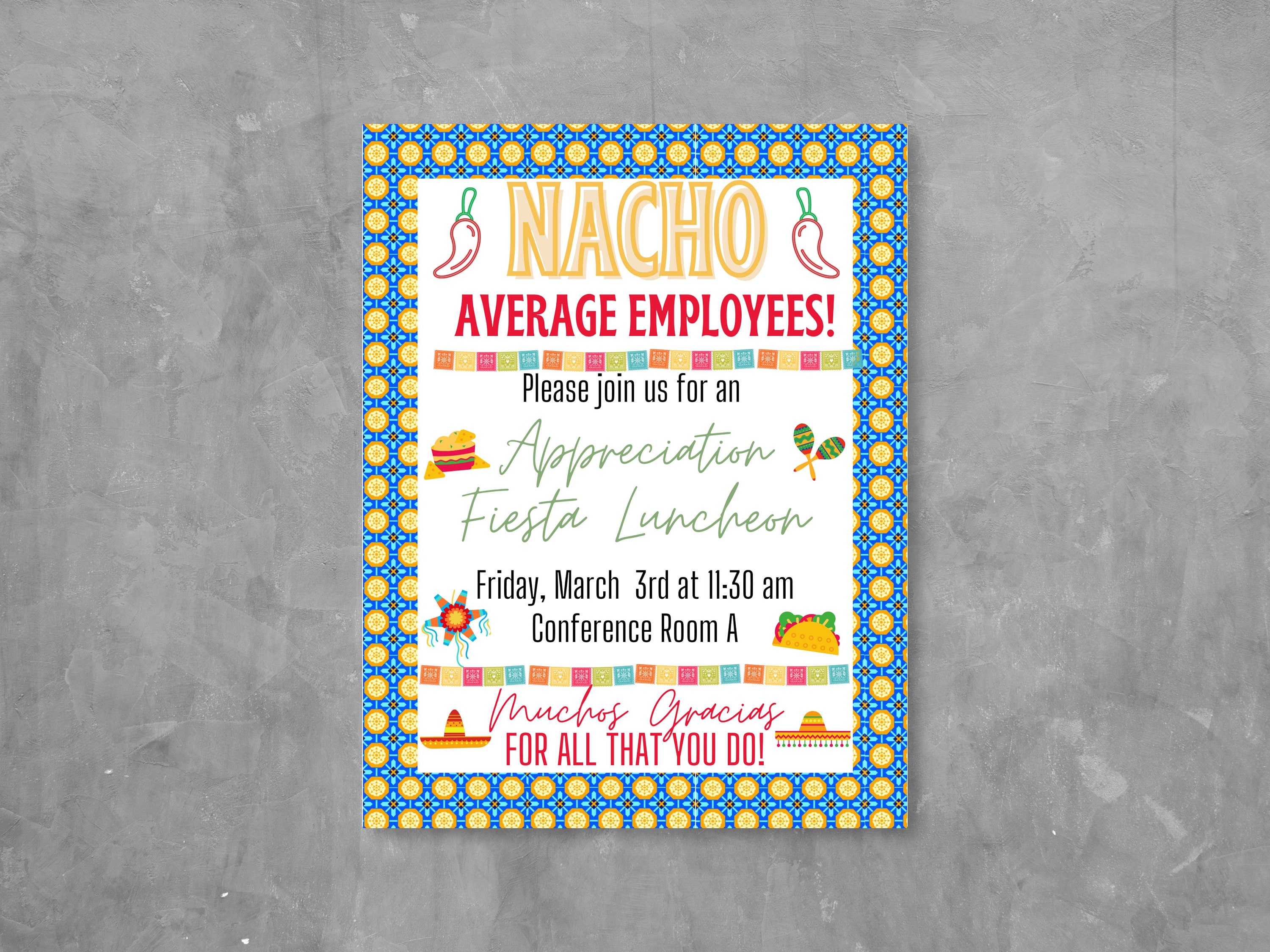 Editable Fiesta Luncheon Flyer | Employee Appreciation Lunch Flyer ...