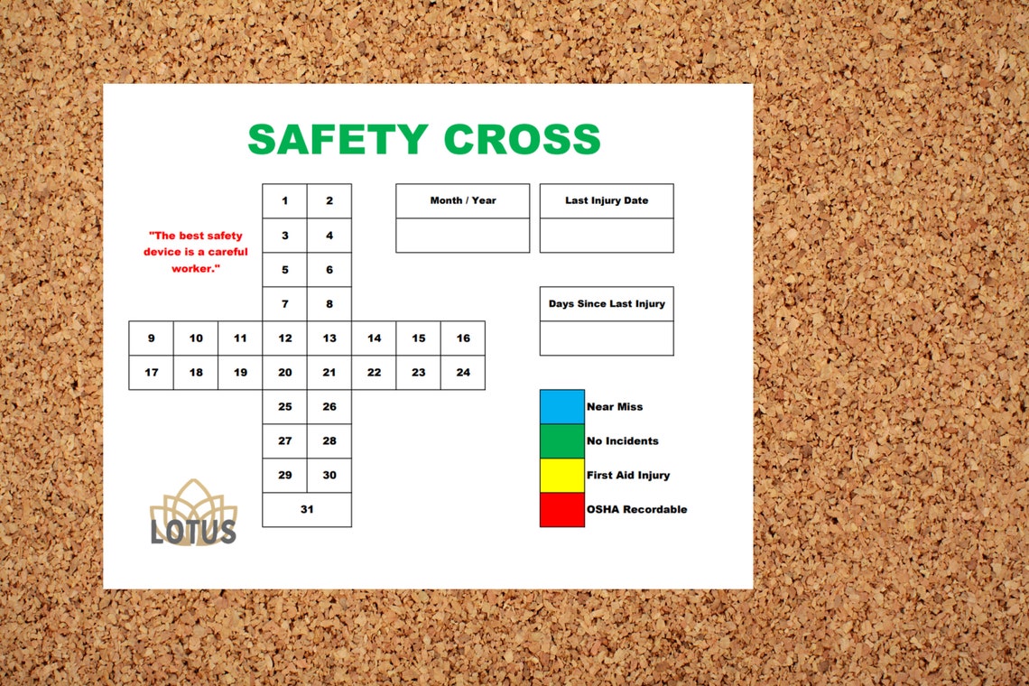 Safety Cross Template, Recordable Incident Tracker, Editable Microsoft ...