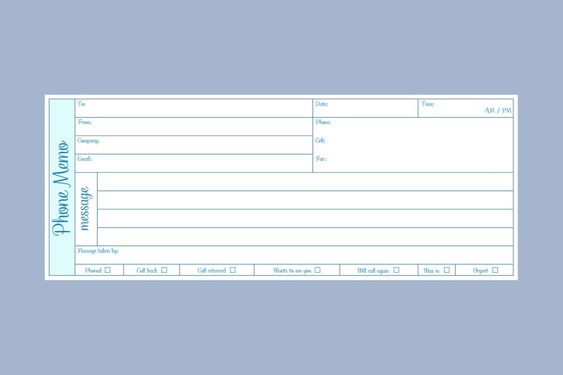 Printable Phone Memo Message Template, Missed Call Template for Office ...