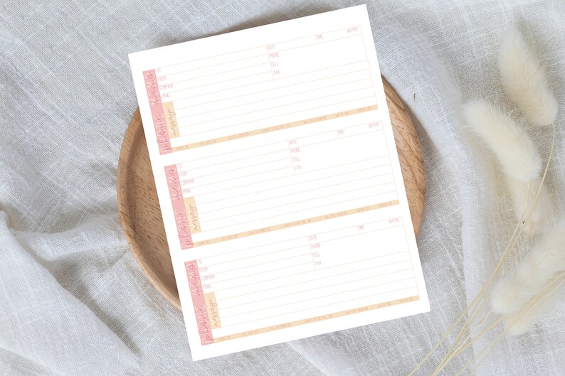 Phone Memo Template - Phone Message Form - Etsy
