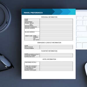 Travel Preferences Microsoft Office Form, Personalized Travel Forms ...