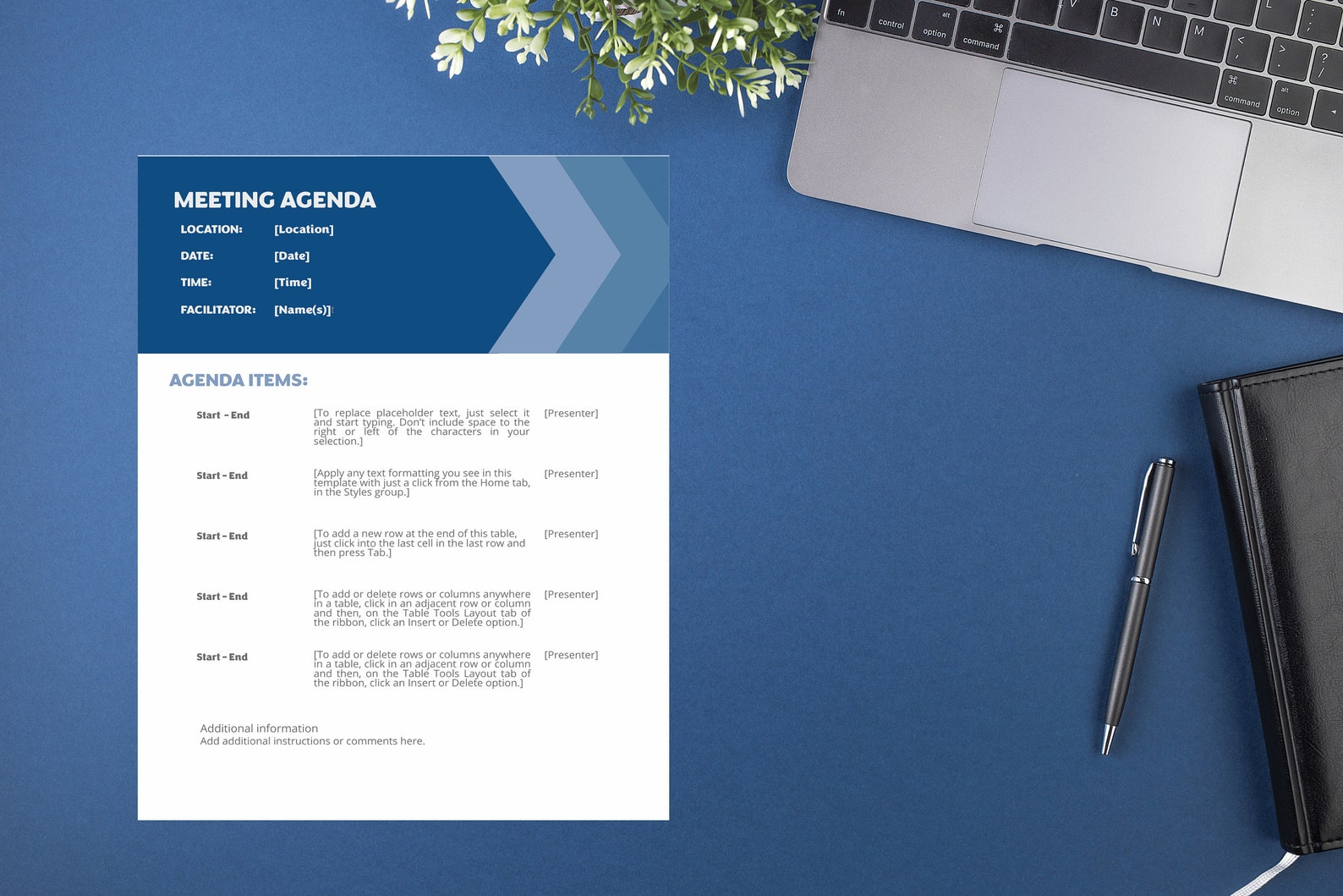 Meeting Agenda Template, Editable Microsoft Word Document, Meeting ...