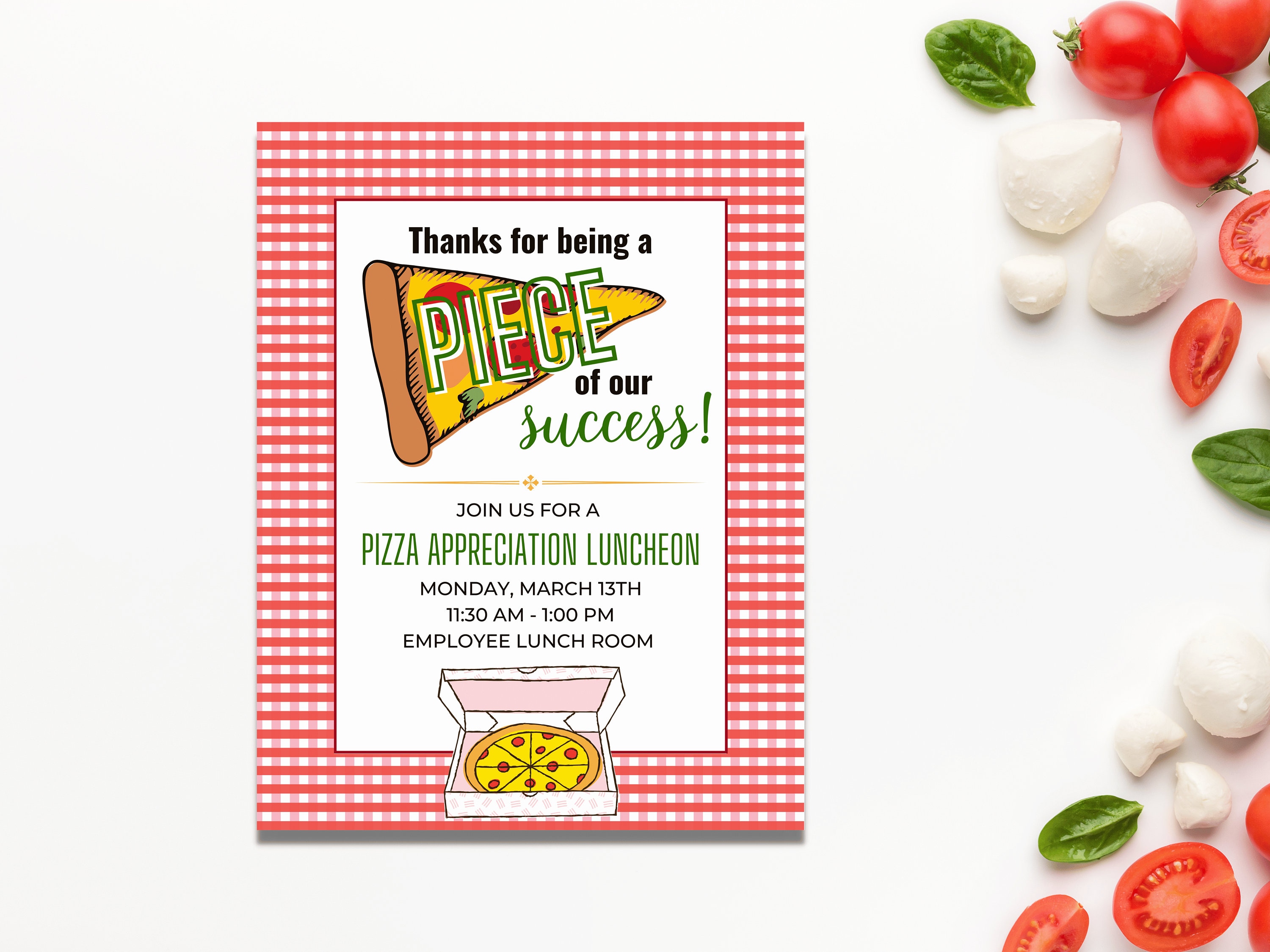 Editable Pizza Luncheon for Employees | Pizza Appreciation Party Flyer ...