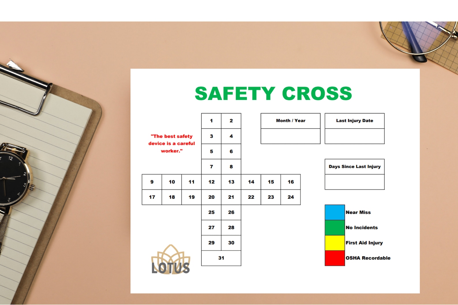 Safety Cross Template, Recordable Incident Tracker, Editable Microsoft ...