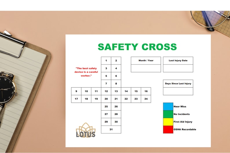 Safety Cross Template, Recordable Incident Tracker, Editable Microsoft ...