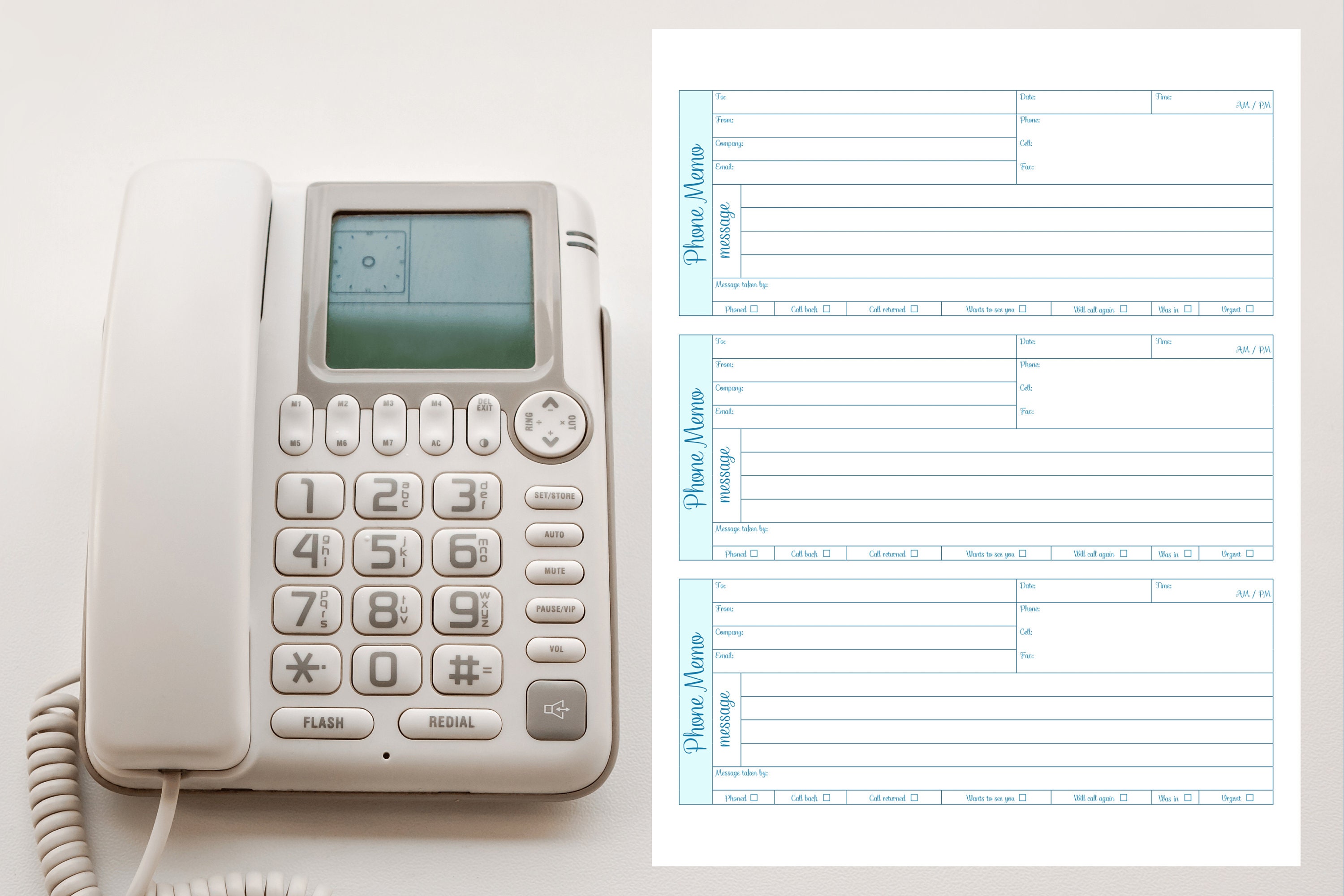 Printable Phone Memo Message Template, Missed Call Template for Office ...