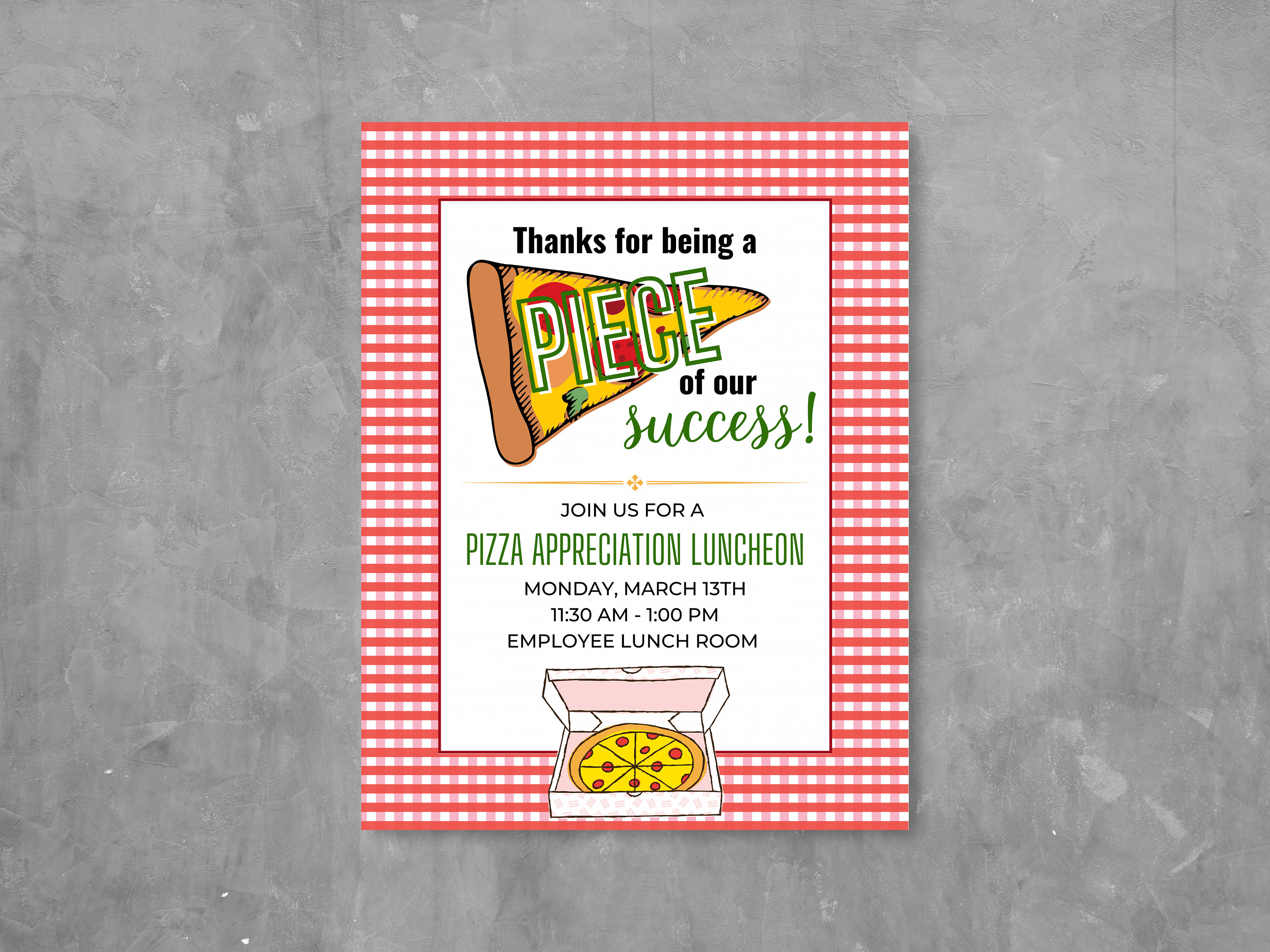 Editable Pizza Luncheon for Employees | Pizza Appreciation Party Flyer ...