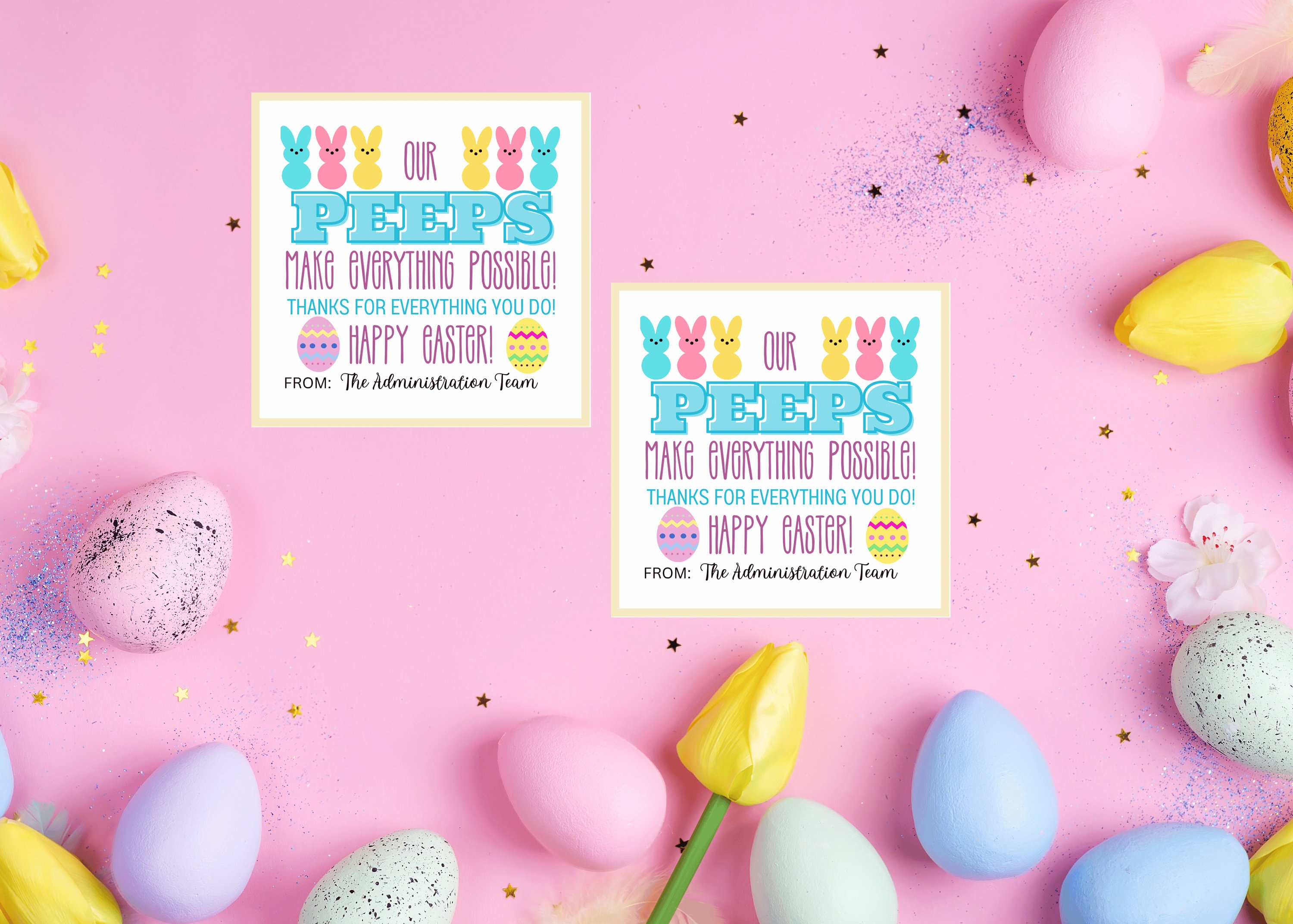 Editable Easter Peeps Gift Tags, Employee Appreciation Gift Tags ...