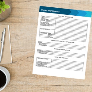 Travel Preferences Microsoft Office Form, Personalized Travel Forms ...
