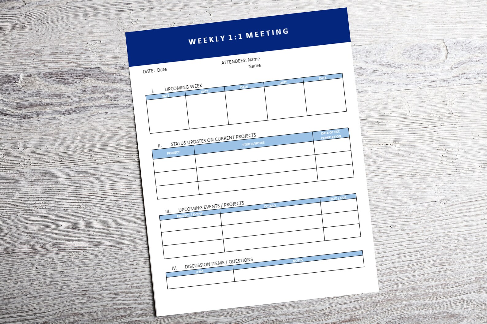 One-on-one Meeting Agenda Google Docs Form, Weekly Check-in Form ...