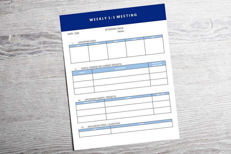 One-on-one Meeting Agenda Google Docs Form, Weekly Check-in Form ...