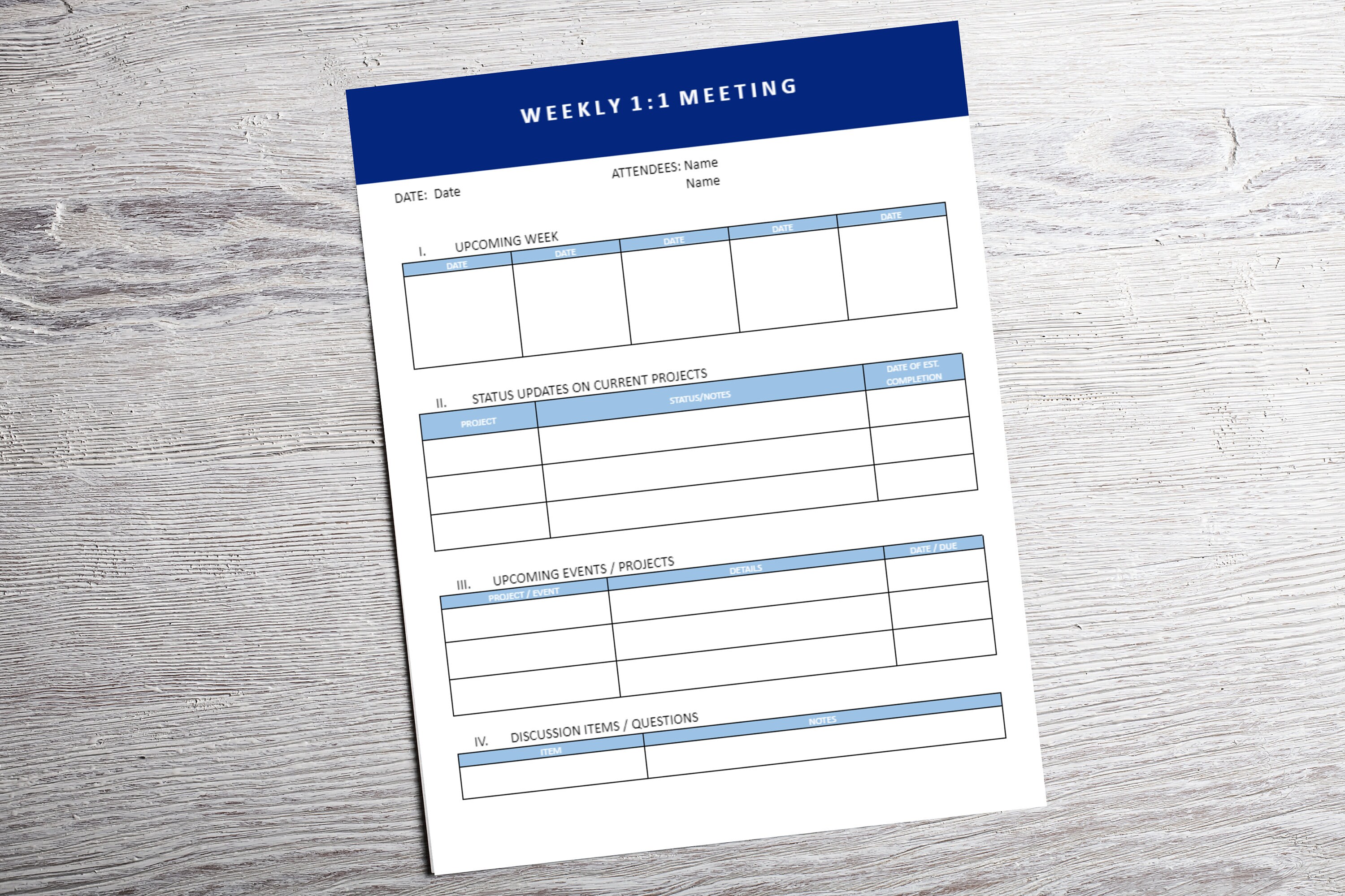 One-on-one Meeting Agenda Google Docs Form, Weekly Check-in Form ...