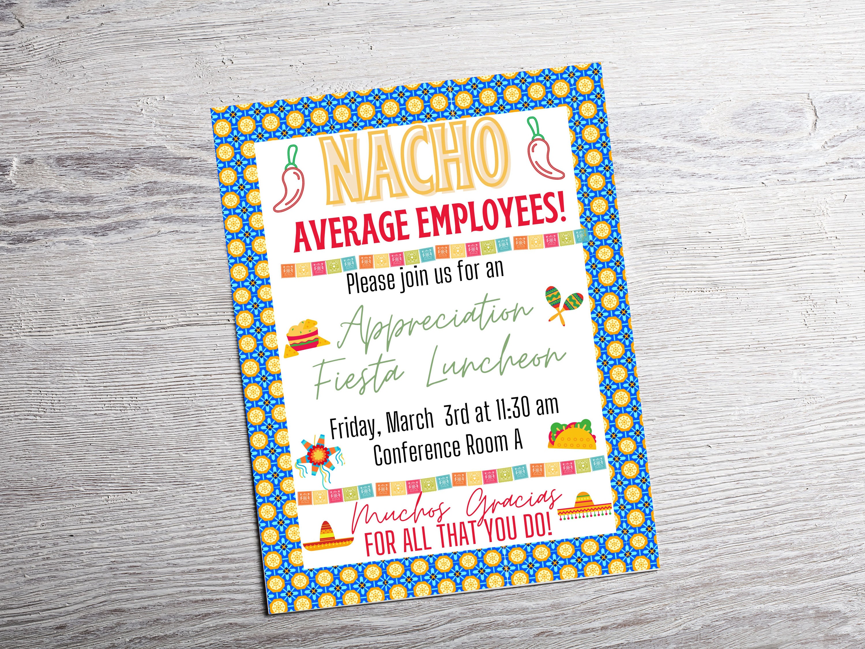 Editable Fiesta Luncheon Flyer | Employee Appreciation Lunch Flyer ...