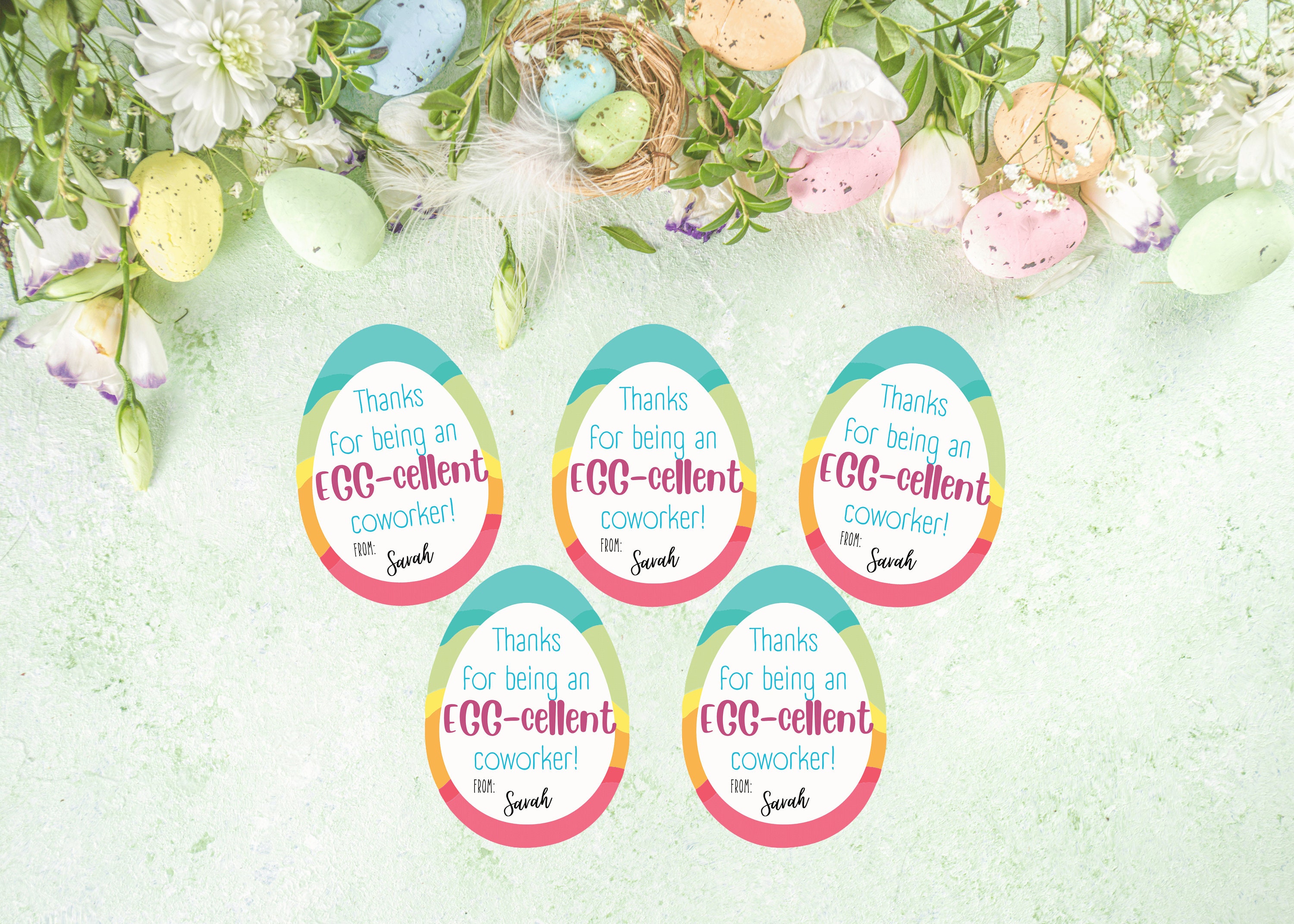 Editable Easter Egg-cellent Gift Tags, Easter Gift Tags for Coworkers ...