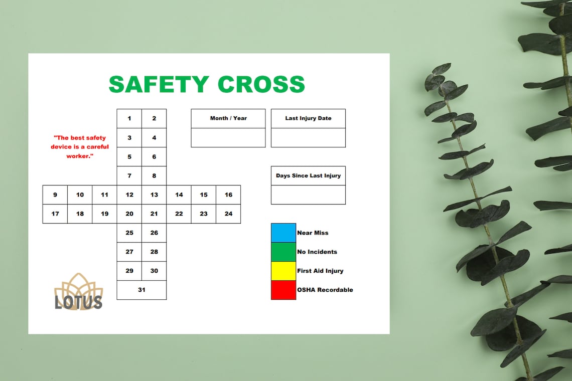 Safety Cross Template, Recordable Incident Tracker, Editable Microsoft ...