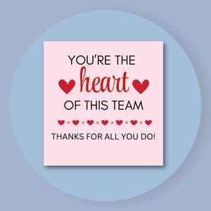 Printable Valentine Cards | "you're the Heart of the Team" | Coworker ...