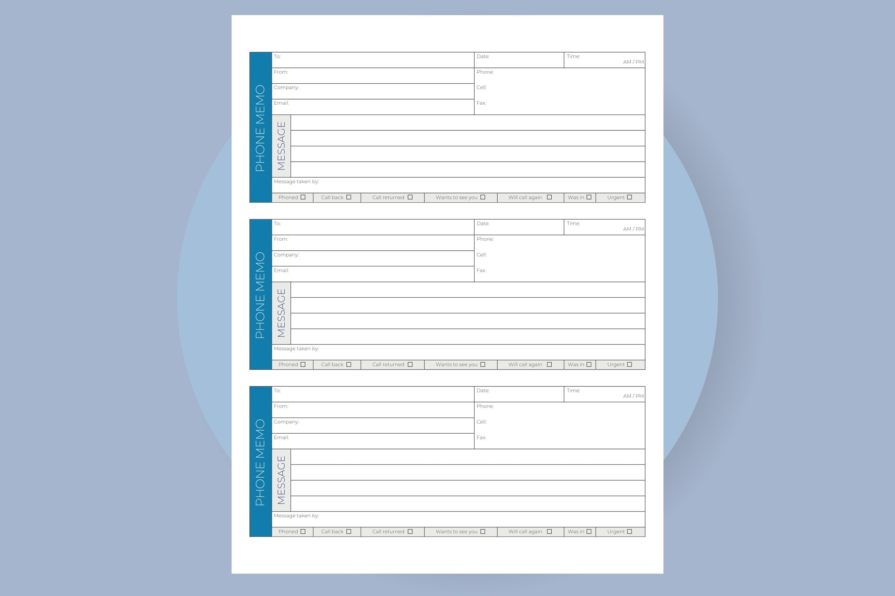 Printable Message Pad Template Form, Missed Call Template PDF, Phone ...