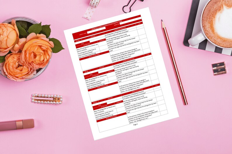 Fire Extinguisher Register and Monthly Inspection Form, Editable Excel ...