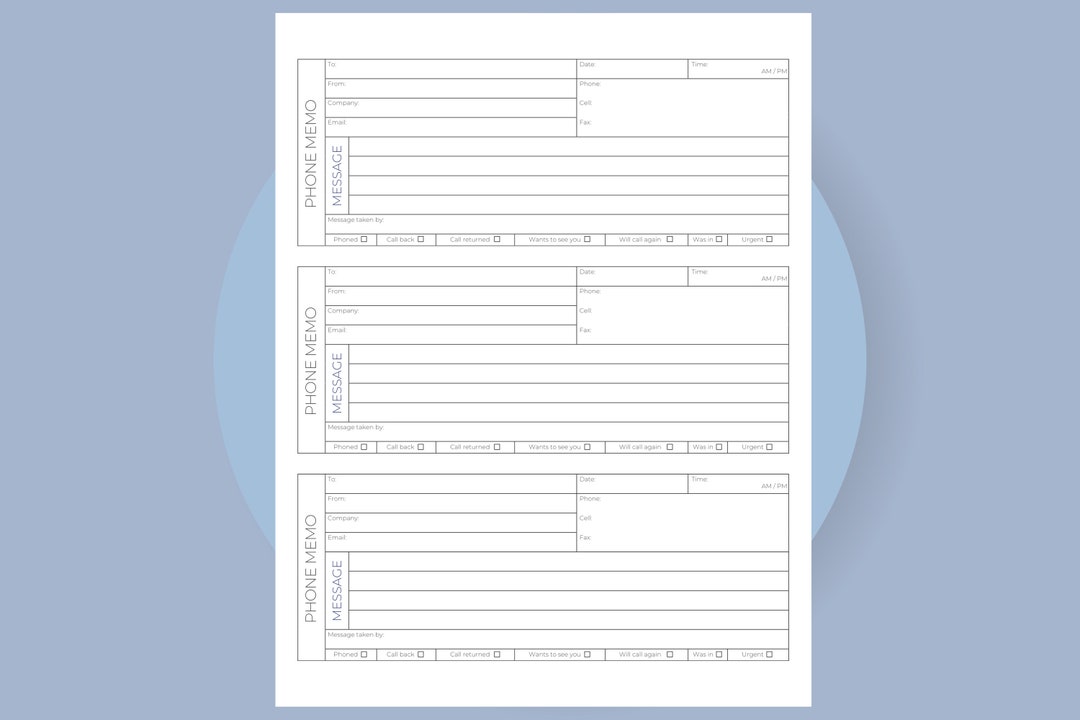 Printable Phone Memo Message Template, Missed Call Message Form ...