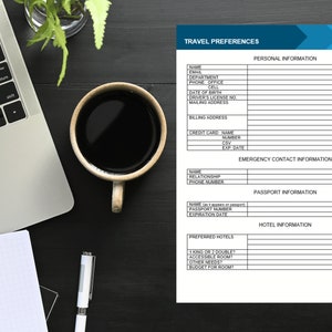 Travel Preferences Microsoft Office Form, Personalized Travel Forms ...