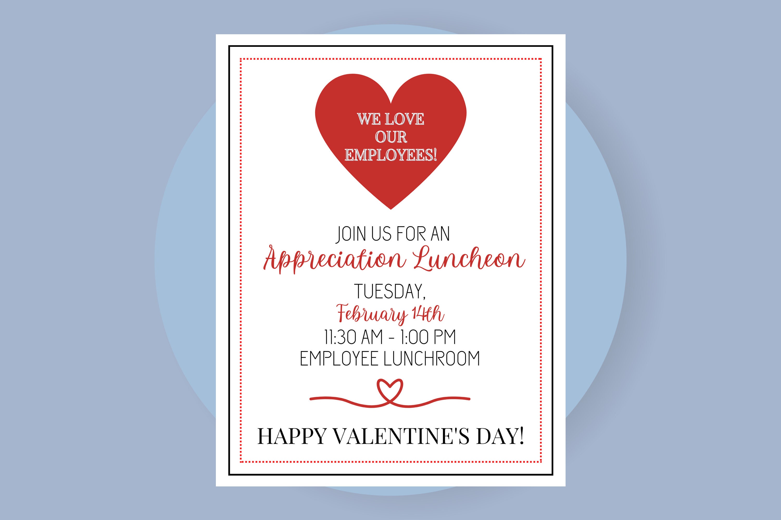 Employee Appreciation Luncheon Flyer for Valentine's Day, Editable ...