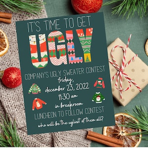Editable Ugly Christmas Sweater Contest Flyer - Etsy