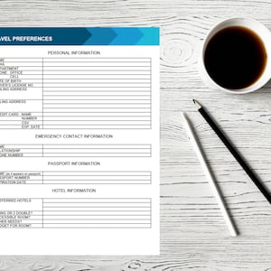 Travel Preferences Microsoft Office Form, Personalized Travel Forms ...