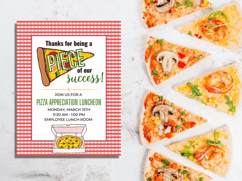 Editable Pizza Luncheon for Employees | Pizza Appreciation Party Flyer ...