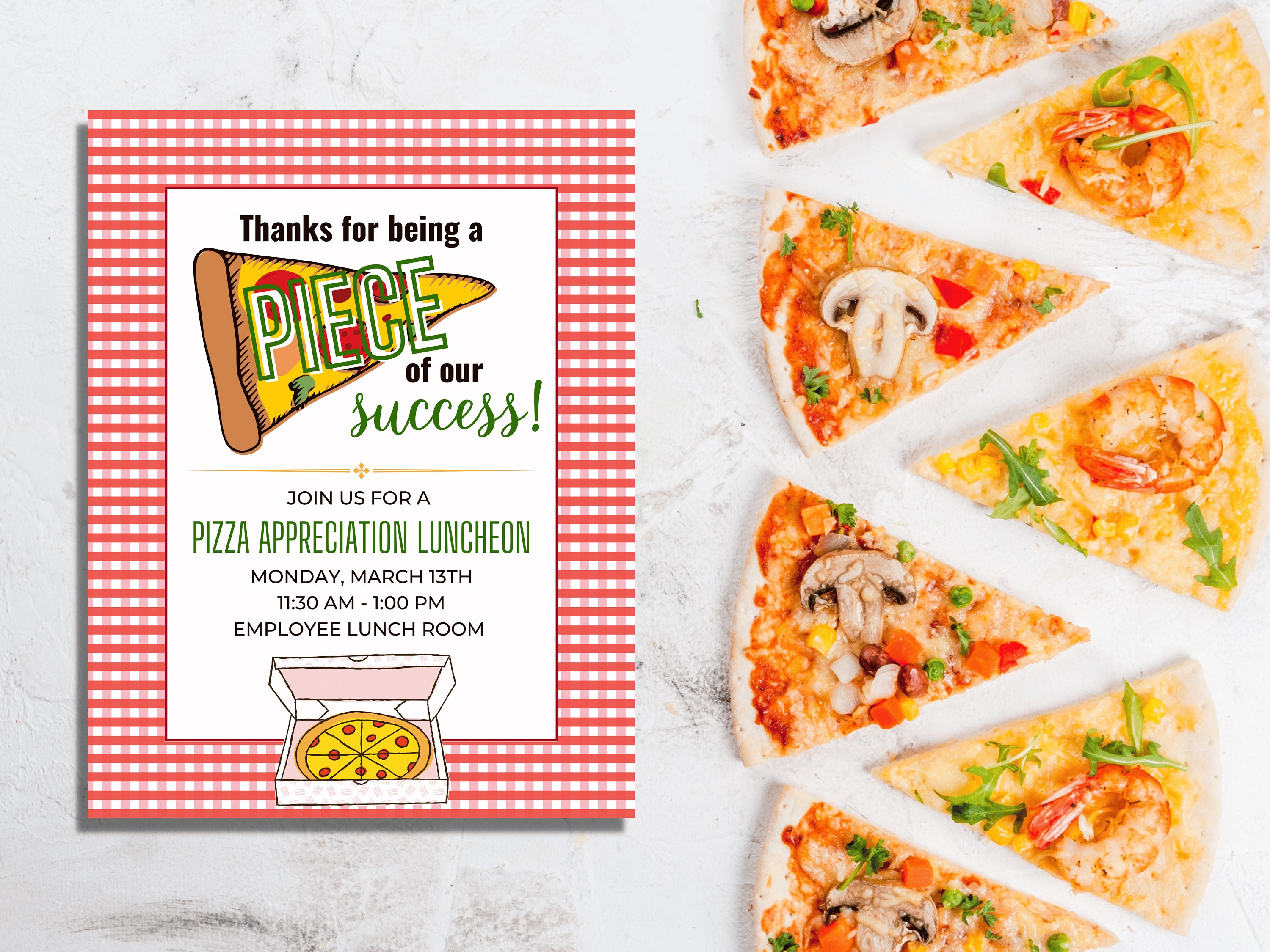 Editable Pizza Luncheon for Employees | Pizza Appreciation Party Flyer ...
