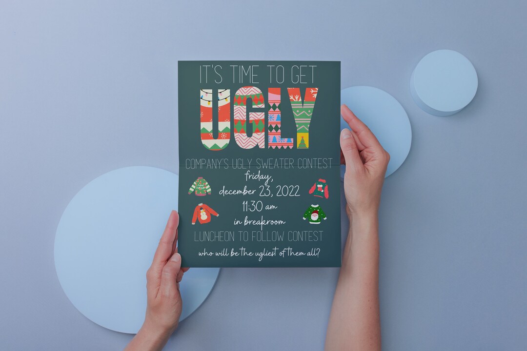 Editable Ugly Christmas Sweater Contest Flyer - Etsy