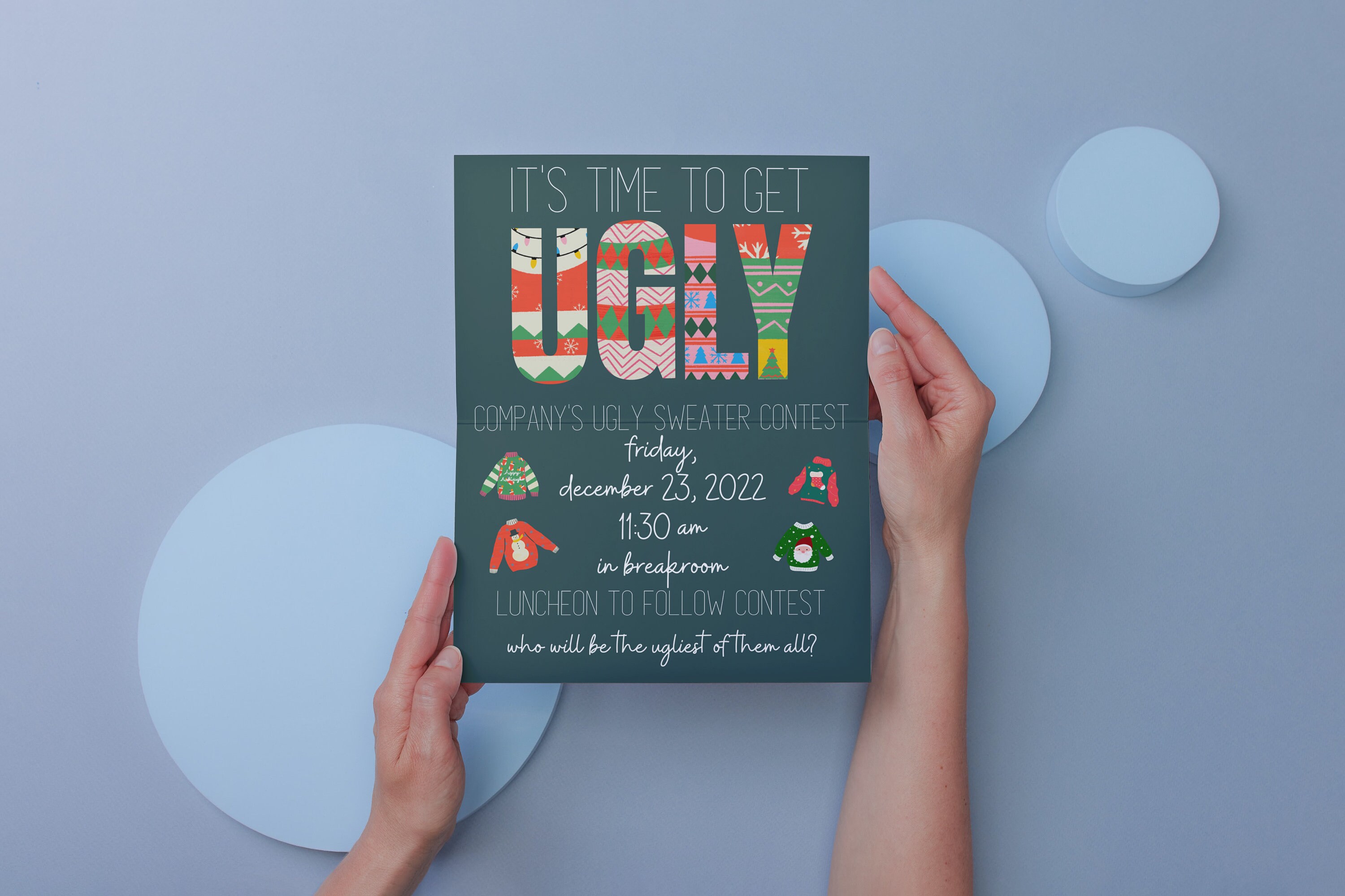 Editable Ugly Christmas Sweater Contest Flyer - Etsy