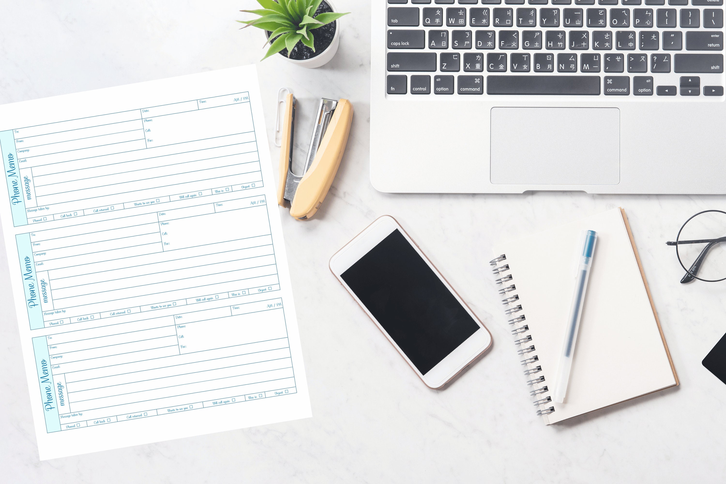 Printable Phone Memo Message Template, Missed Call Template for Office ...