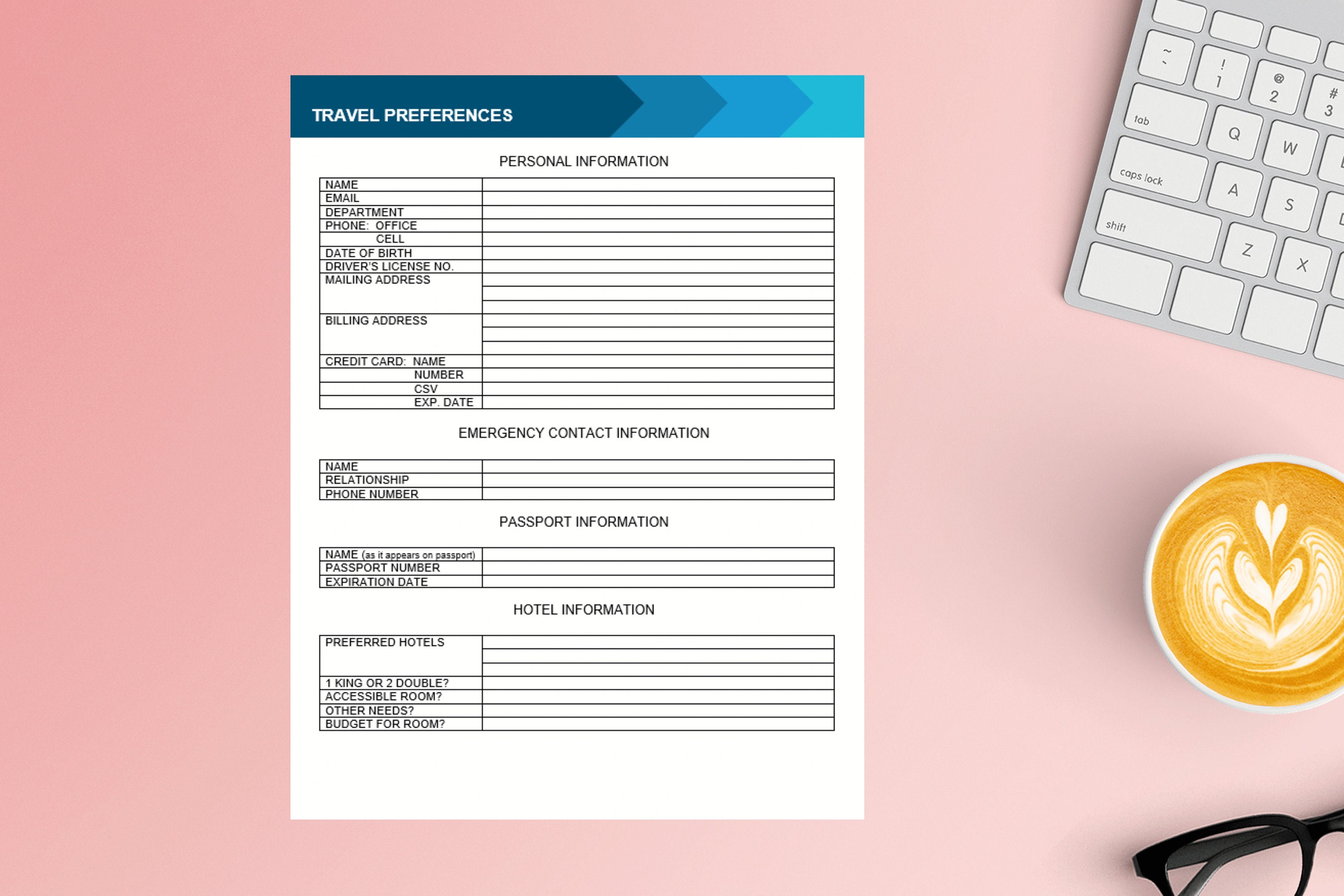 Travel Preferences Google Doc Form, Forms for Administrative Assistants ...