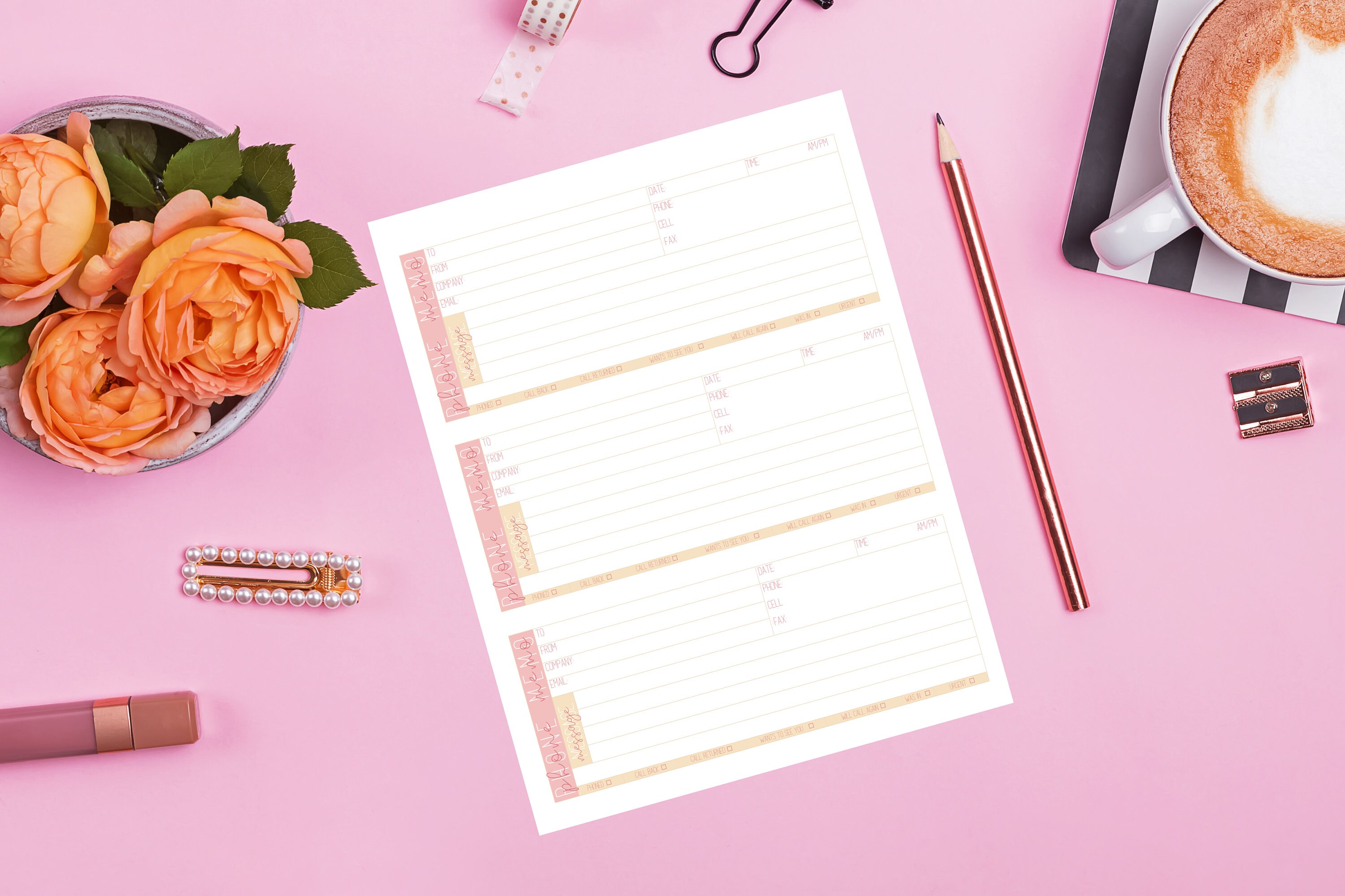 Phone Memo Template - Phone Message Form - Etsy