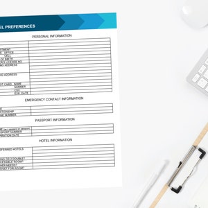 Travel Preferences Microsoft Office Form, Personalized Travel Forms ...