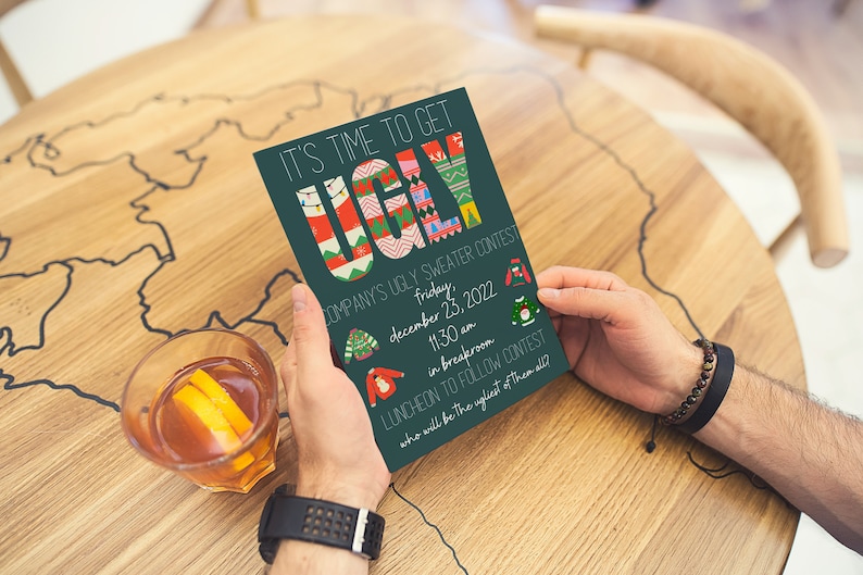 Editable Ugly Christmas Sweater Contest Flyer - Etsy