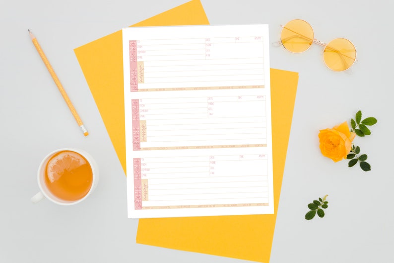 Phone Memo Template - Phone Message Form - Etsy