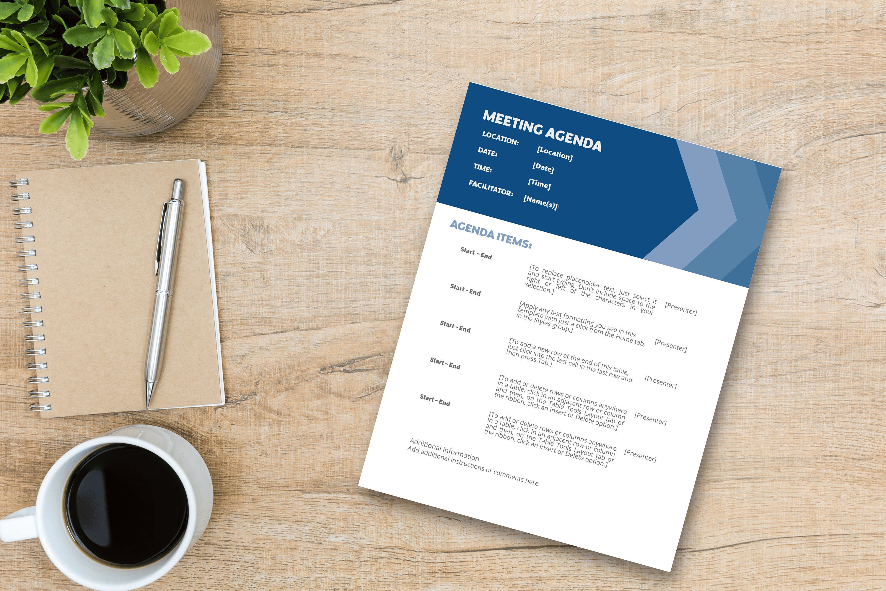 Meeting Agenda Template, Editable Microsoft Word Document, Meeting ...