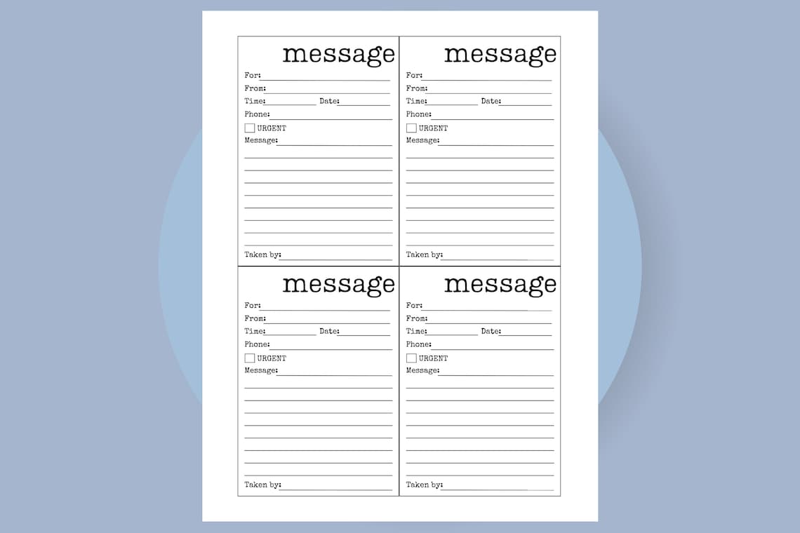 Printable Message Form, Missed Call PDF, Phone Message Memo Template ...