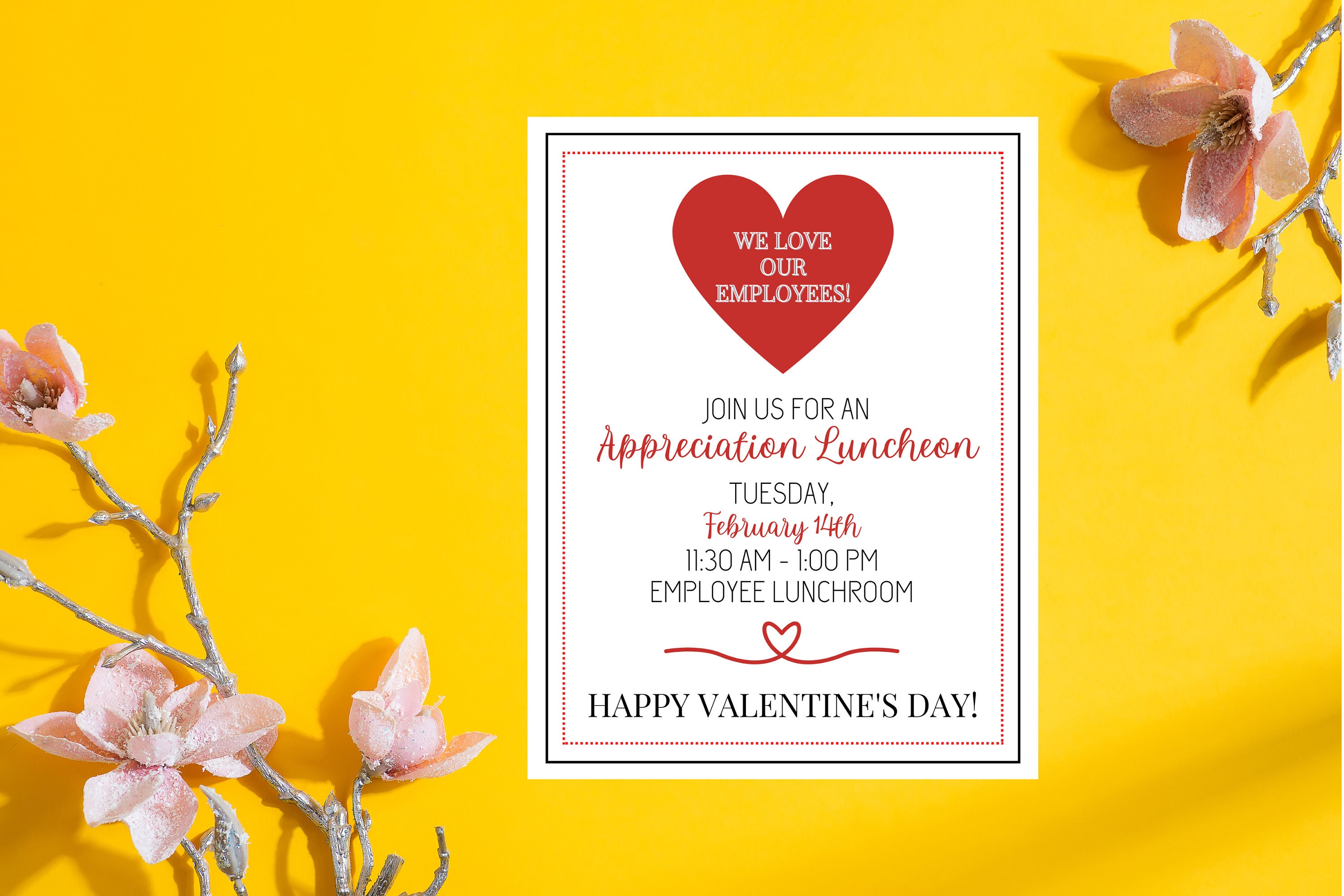 Employee Appreciation Luncheon Flyer for Valentine's Day, Editable ...