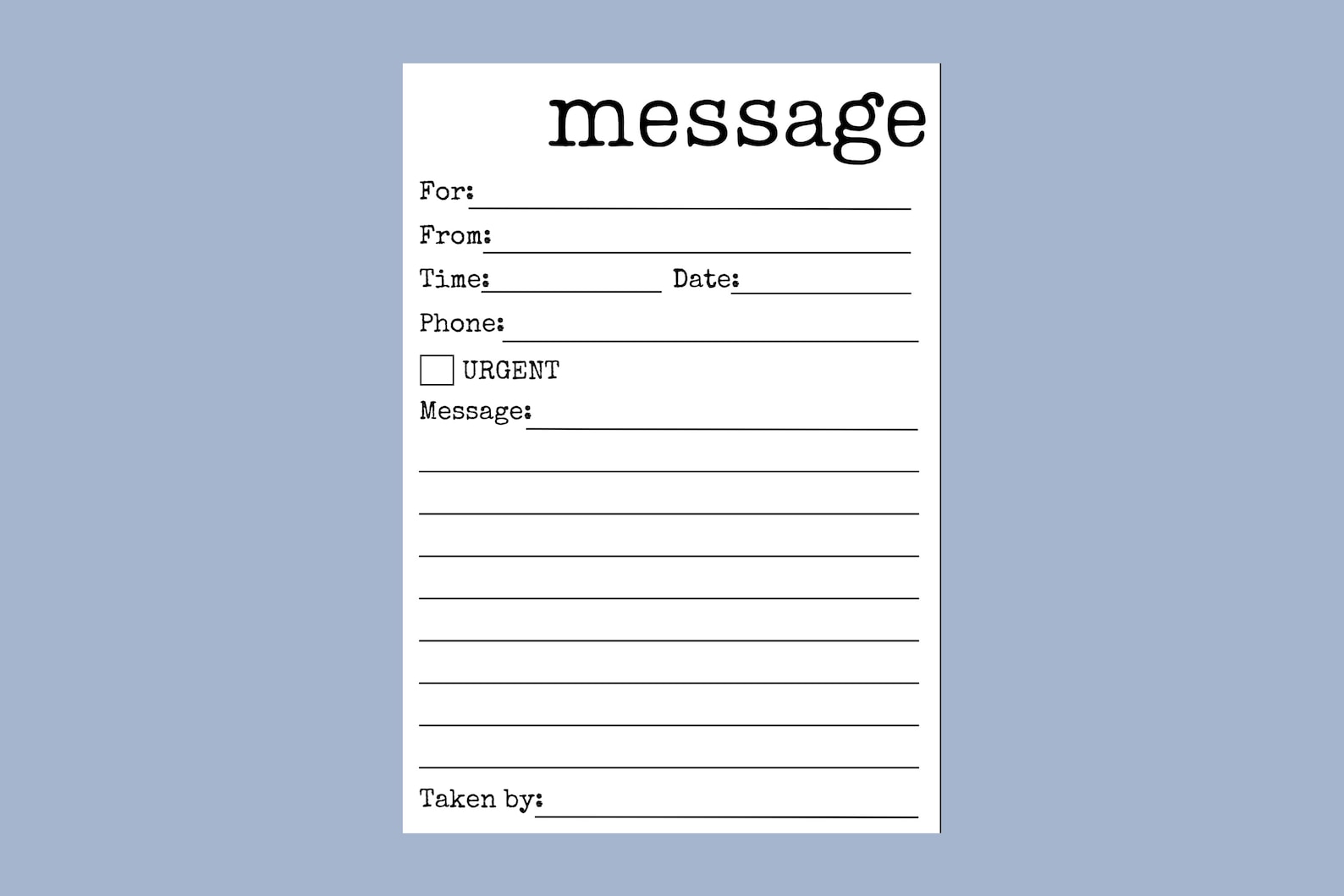 Printable Message Form, Missed Call PDF, Phone Message Memo Template ...