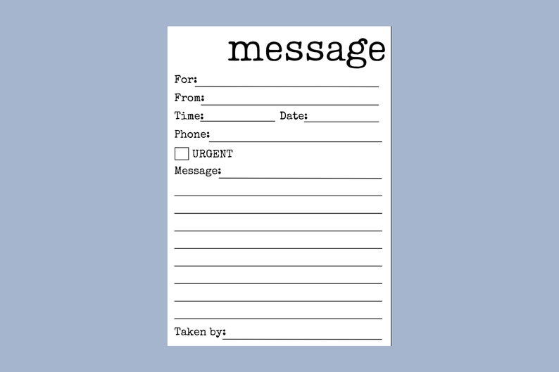 Printable Message Form, Missed Call PDF, Phone Message Memo Template ...