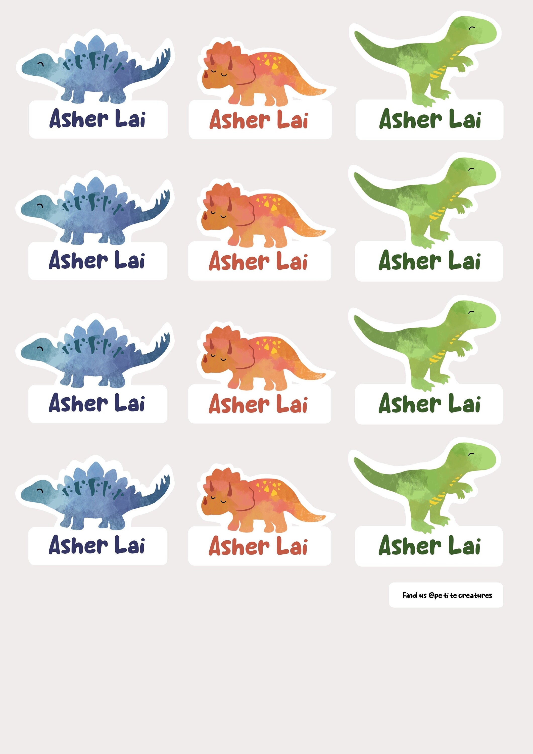 Dinosaur Name Labels (waterproof) - Etsy