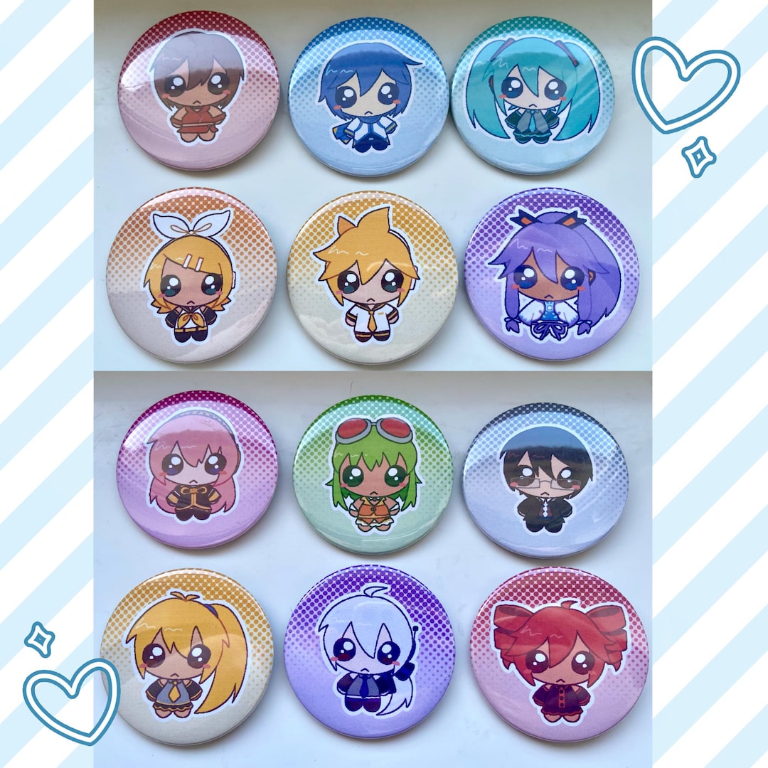 Silly Vocaloid/fanloid Pin Badges